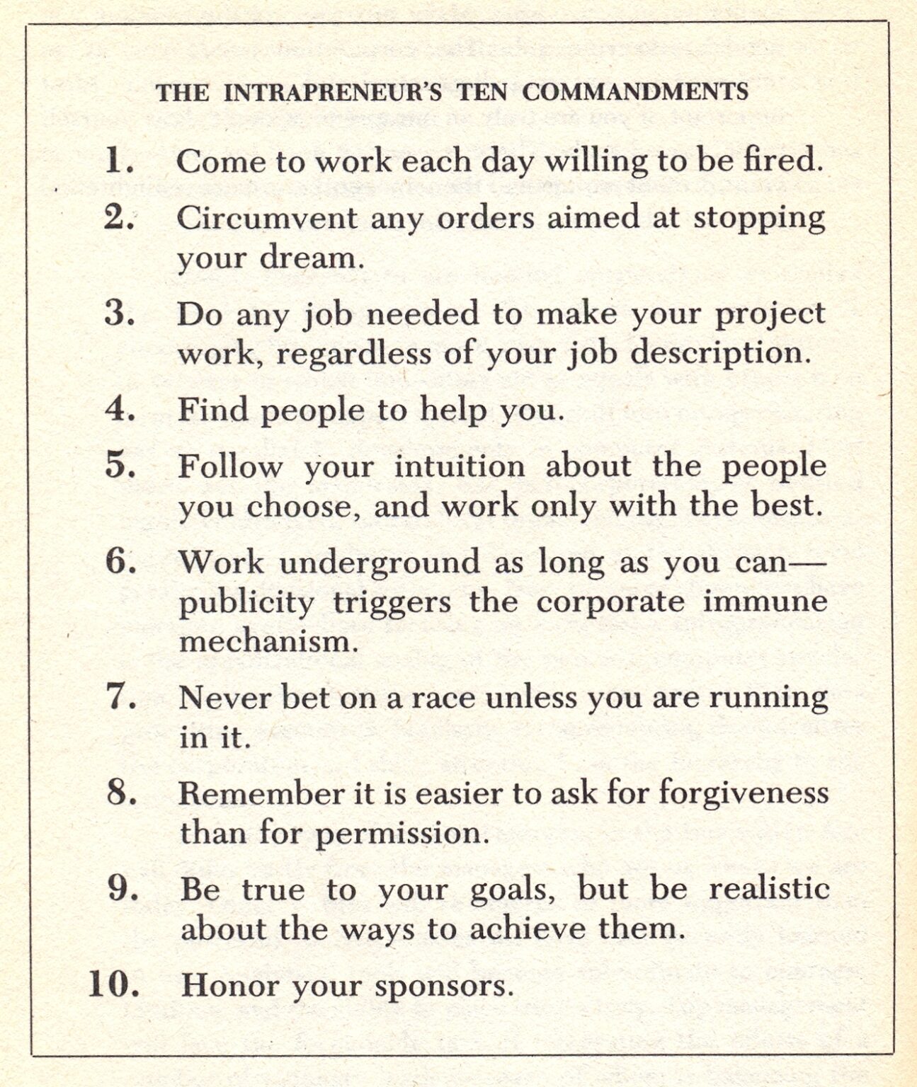 The 10 Commandments of the Intrapreneur - Digital Evolution