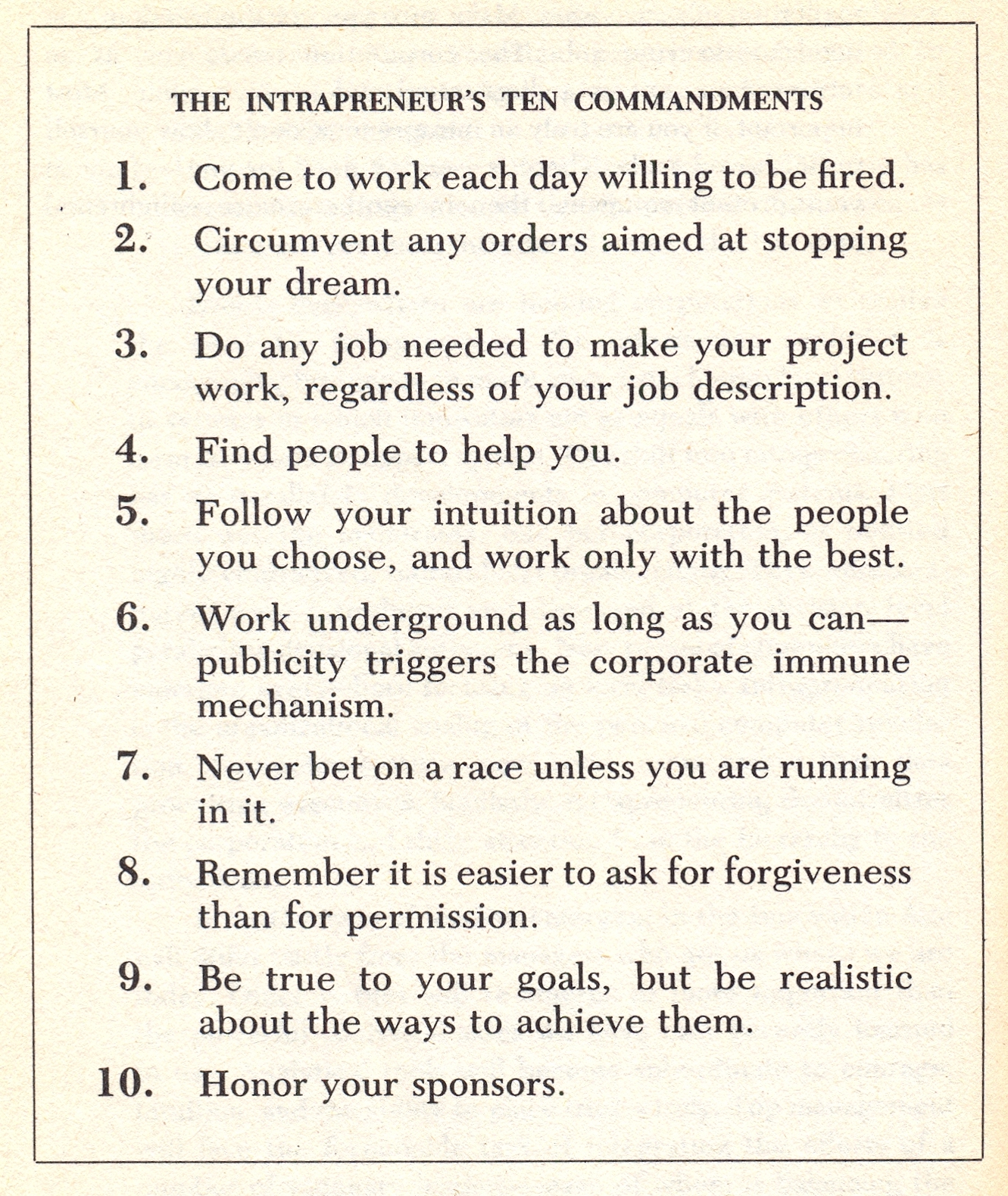 The 10 Commandments of the Intrapreneur - Digital Evolution